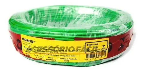 Fio Cabo Elétrico Flexível 6mm Marca Techfio- 50m | Parcelamento sem juros Fio Cabo Elétrico Flexível 6mm Marca Techfio- 50m | Parcelamento sem juros