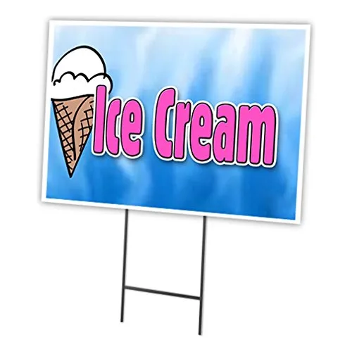 Signmission Ice Cream 1 Letrero Y Estaca De 18 X 24 Yardas Meses Sin