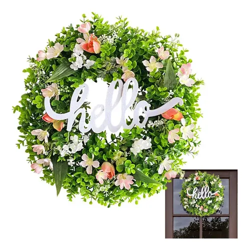 Coronas De Puerta Con Letras Corona De Primavera Hola Corona | Meses ...