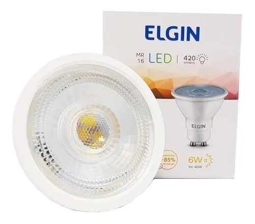 Lâmpada Led Mr16 4 8w Dicróica Bivolt Gu10 Elgin Cor Da Luz 2700k Âmbar
