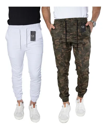 Kit 2 Calça Masculina Jeans Sarja Jogger Com Punho Elastico Escorrega