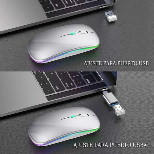 Mouse Inalambrico Bluetooth Recargable Con2.4ghz Para Tablet Gris ...