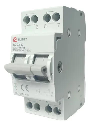 Llave Conmutadora Bipolar Elibet 32a Rieldin Formato Termica | Mismo ...