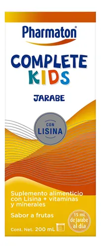Jarabe Con Lisina Complete Kids Sabor A Frutas 200ml Pharmaton ...