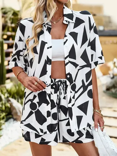 Conjunto Veraniego Estampado Blusa Y Shorts Mujer | MercadoLibre