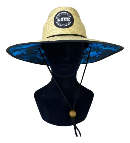 Chapéu de Palha GAZZ para Praia e Verão com Estampa Palmeira Azul ...