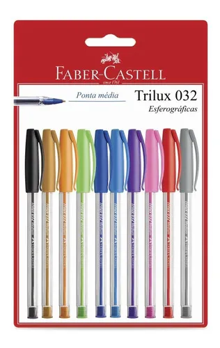 Kit Caneta Faber Castell Trilux 10 Cores Ponta Média 1.0mm | MercadoLivre Kit Caneta Faber Castell Trilux 10 Cores Ponta Média 1.0mm | MercadoLivre