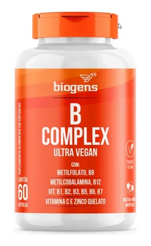 Complejo B12 Vegano B1 B2 B3 B5 B6 B12 Biogens 60 Cápsulas Meses Sin