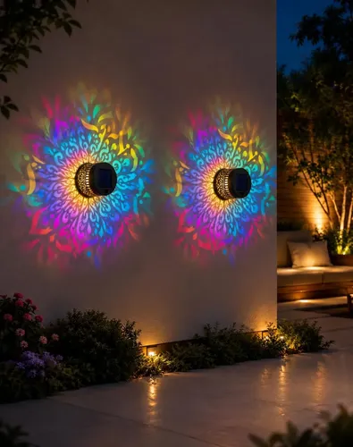 Lámpara De Pared Solar Mandala De Siete Colores, Impermeable | MercadoLibre