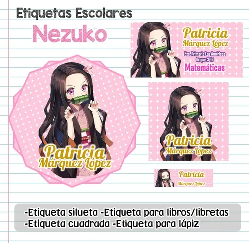 Kit Imprimible Etiquetas Escolares Nezuko Demon Slayer Kit Imprimible Etiquetas Escolares Nezuko Demon Slayer