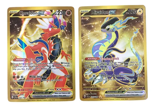 Card Pokémon Koraidon Ex Miraidon Ex Holo Gold Proxy Parcelamento Sem Juros