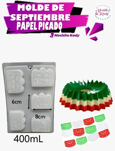 Molde En Forma Papel Picado Para Gelatina Yeso Choco Ymás Meses Sin