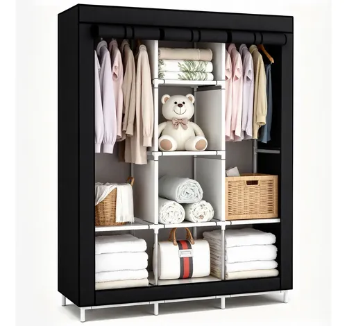 Organizador De Ropa Mueble Para Ropa Armable Rack Closet Color Negro ...