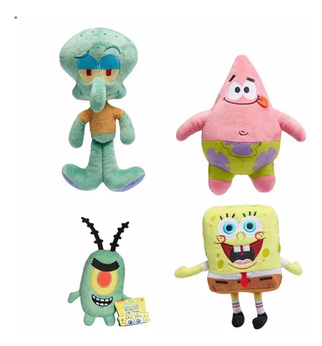 Pack 4 Mini Peluches 16 Cm Bob Esponja Patricio Calamardo Meses Sin