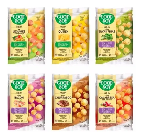 50 X Salgadinho Snack Good Soy 25g - Todos Os Sabores | Frete grátis