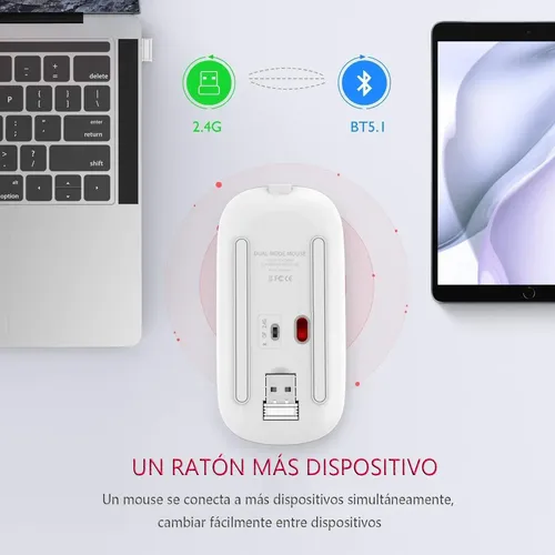 Mouse Inalambrico Bluetooth Recargable Con2.4ghz Para Tablet Gris ...