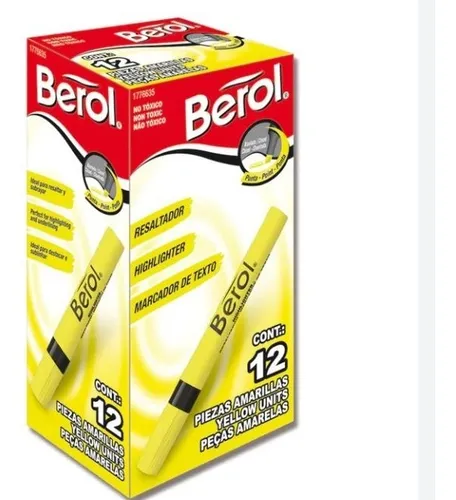 Marcador De Texto Berol Marcatextos Amarillo Punta Cincel