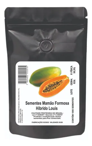 1.000 Sementes Mamão Formosa Híbrido Louis F1 | Parcelamento sem juros