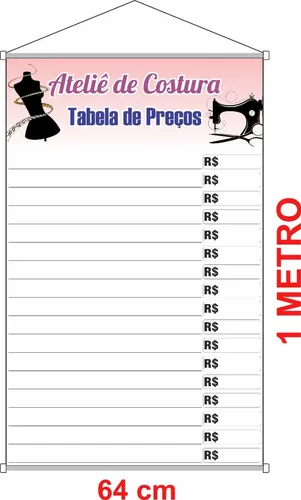 Banner Tabela De Preço Editável Com Caneta Atelie De Costura à venda em ... Banner Tabela De Preço Editável Com Caneta Atelie De Costura à venda em ...