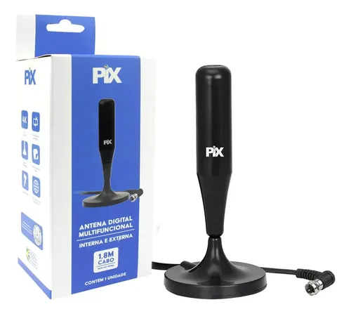 Antena Tv Digital Pix Hdtv 4k Int/ext Base Magnética 1,8m | MercadoLivre