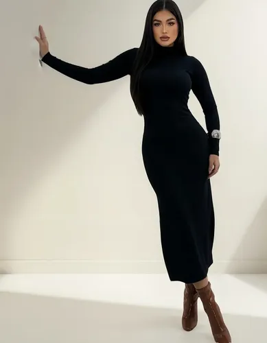 Vestido Longo Gola Alta Fenda Lateral Manga Longa Inverno | MercadoLivre