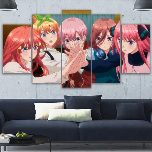 5 Cuadros Decorativos Quintillizas Anime Diseño Unico Arte Meses Sin