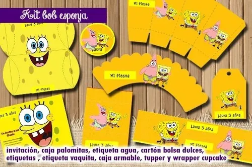 Kit Imprimible Candy Bar Bob Esponja Cute Editable En Venta En Quilmes Bsas Gba Sur Por