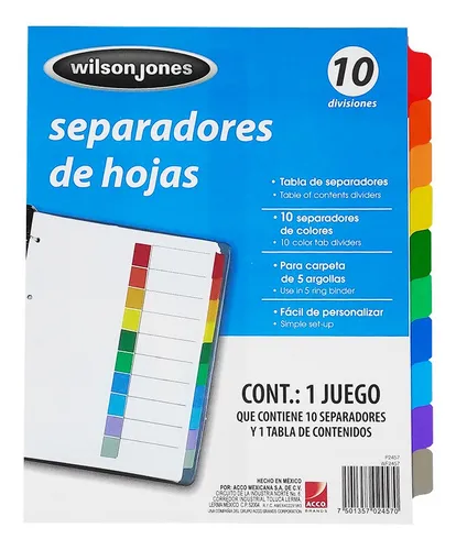 Separador Para Carpeta Acco Wilson Jones 1 Al 10 Sin Numero | Meses sin ... Separador Para Carpeta Acco Wilson Jones 1 Al 10 Sin Numero | Meses sin ...