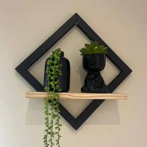 Quadro Decorativo Com Prateleira Dupla Nicho Moldura Luxo | MercadoLivre