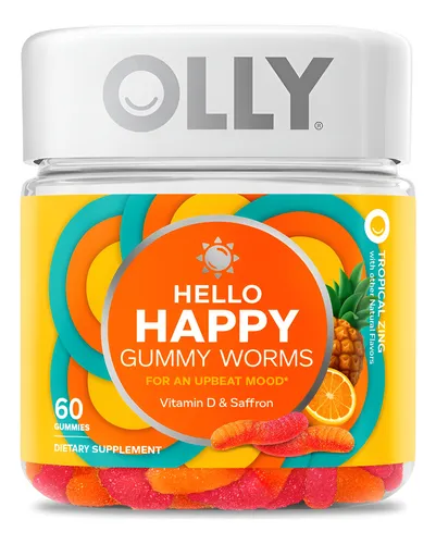 Suplemento Olly Hello Happy Gommy Worms Mood Balance, 60 Uni | Envío gratis