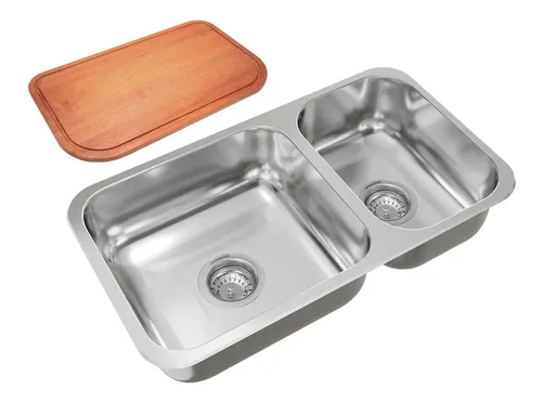 Pileta Doble Bacha Cocina Johnson Acero R37/18 + Tabla Pileta Doble Bacha Cocina Johnson Acero R37/18 + Tabla