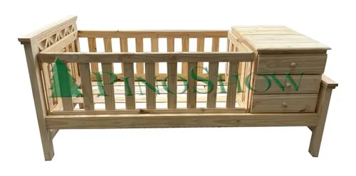 Cuna Cama Funcional Pino Macizo Modelo Cruz - Pinoshow | MercadoLibre