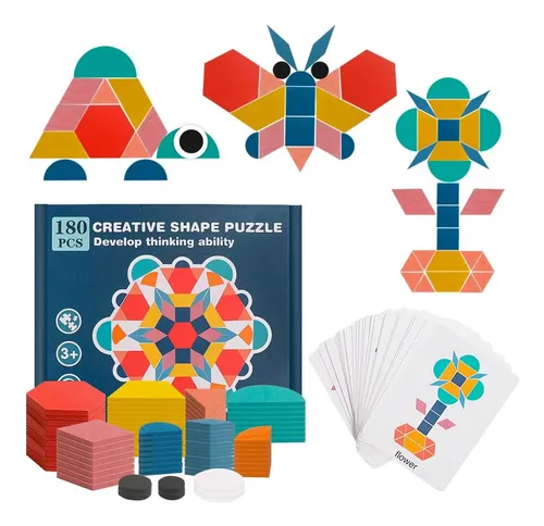 Usatdd Juego De 180 Bloques De Madera Con Patron De Tangrama | Envío gratis Usatdd Juego De 180 Bloques De Madera Con Patron De Tangrama | Envío gratis