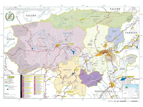 Mapa Político Del Estado Lara Mapa De Pared Tamaño Grande | MercadoLibre