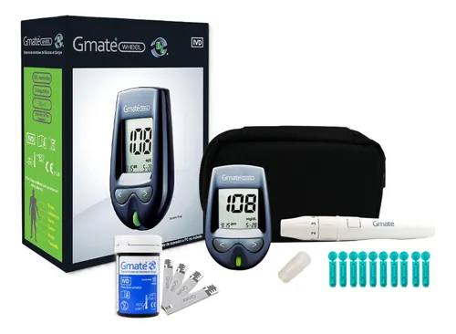 Glucómetro Gmate Wheel Kit Estuche Tiras Disparador Lancetas Color Negro