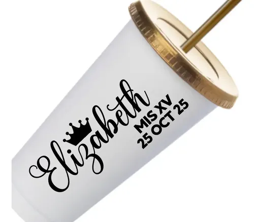 20 Stickers De Vinil Personalizado, Vaso Xv Años, 12cm | Meses sin interés