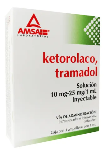 Ketorolaco Tramadol Amsa 20 Mg - Sol 3 Ampolletas 1 Ml | Meses sin interés