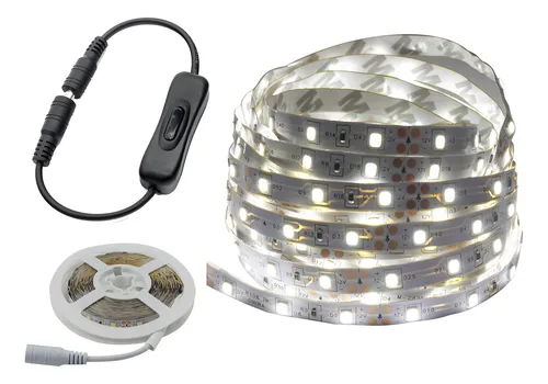 Fita Led Branco Frio 3528 5m 300 Led Fonte Biv + Interruptor Luz Branco ... Fita Led Branco Frio 3528 5m 300 Led Fonte Biv + Interruptor Luz Branco ...