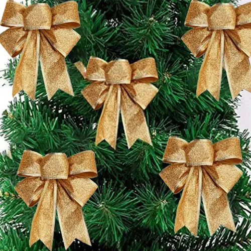 20 Piezas De Adornos Para Árbol, Listones, Listón Dorado | MercadoLibre
