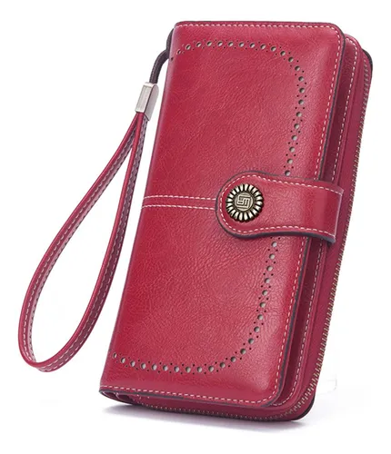 Cartera Grande De Cuero Para Mujer Con Correa Rojo | Meses Sin Interés