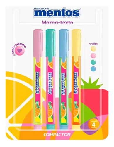 Caneta Marca Texto Mentos Pastel Cheiro Compactor Kit Com 4 | MercadoLivre