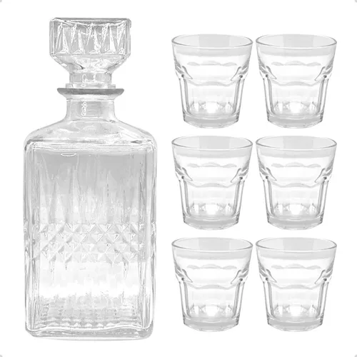 Kit Garrafa Licor Licoreira + 6 Taças Vidro Whisky Cachaça ... Kit Garrafa Licor Licoreira + 6 Taças Vidro Whisky Cachaça ...