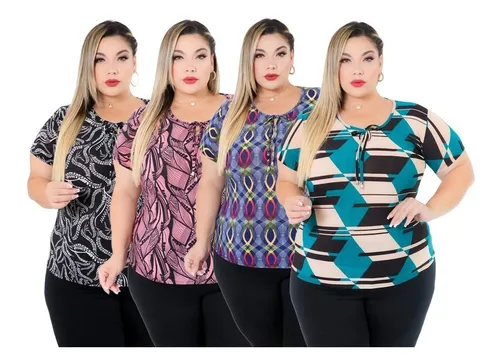 Kit 5 Blusa Feminina Regata Básica Plus Size Liganete Linda Frete Grátis