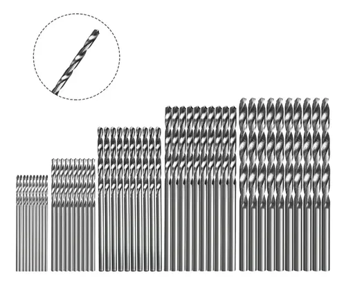 Kit 50 Brocas De Aço Rapido Com 10un De 1 1 5 2 2 5 3mm