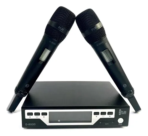 Kit Microfone Sem Fio Uhf Dylan D-8000 S Cor Preto Kit Microfone Sem Fio Uhf Dylan D-8000 S Cor Preto