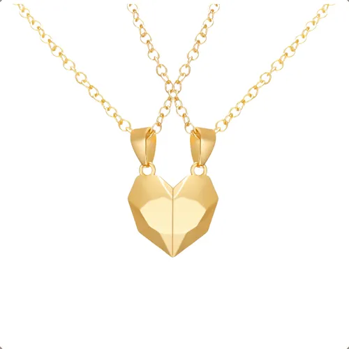 Set de 2 collares magnéticos en forma de corazón para parejas, San ... Set de 2 collares magnéticos en forma de corazón para parejas, San ...