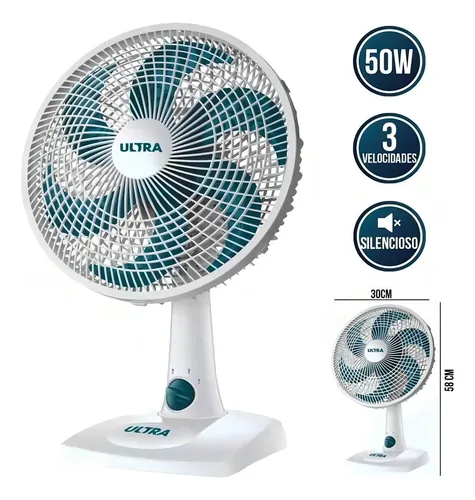 Ventilador De Mesa 06 Pás 30cm Branco E Azul Ultra V306p Diâmetro 30 cm ...