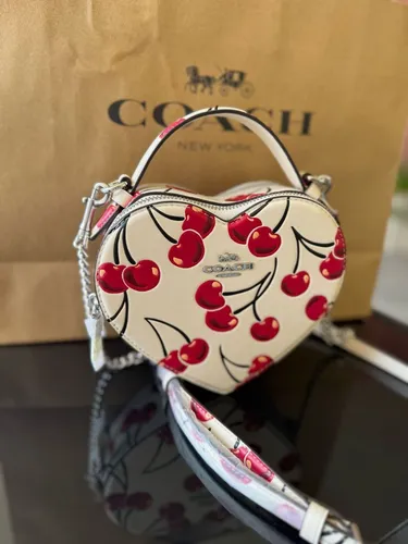 Bolsa Coach Corazon Cerezas Original Blanco Corazones Níquel Blanco ...