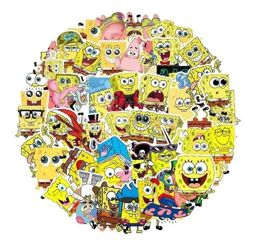 Bob Esponja 100 Stickers Calcomanias Vinil Pvc Vs Agua Mercadolibre