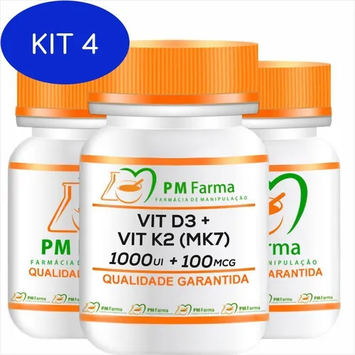 Kit 4 Vitamina D3 1.000ui+ Vitamina K2 (mk-7) 100mcg 60 | Frete grátis Kit 4 Vitamina D3 1.000ui+ Vitamina K2 (mk-7) 100mcg 60 | Frete grátis
